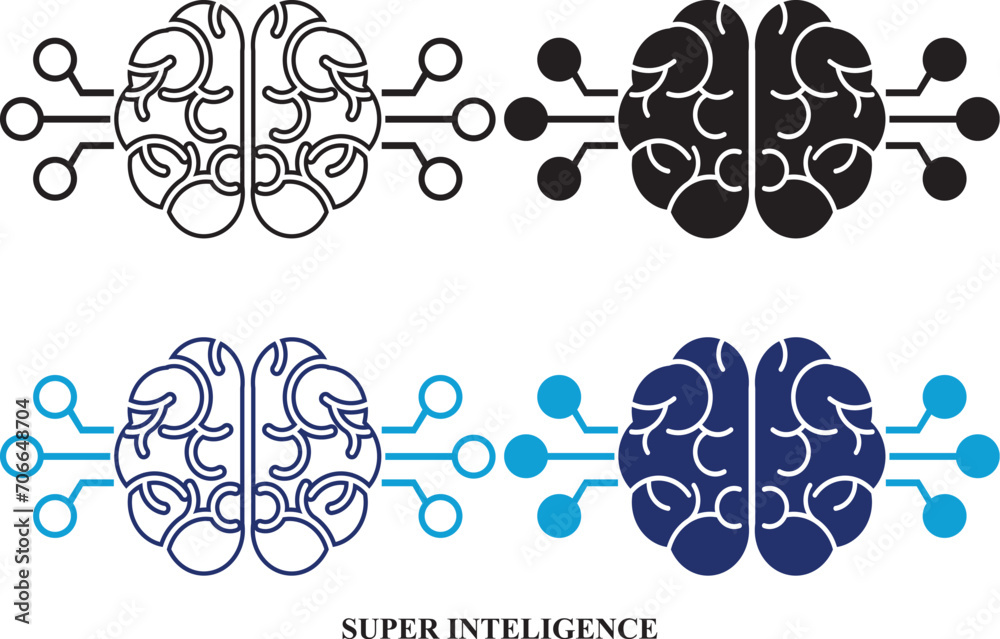 Super Intelligent Artificial intelligence black & white and colorful ...
