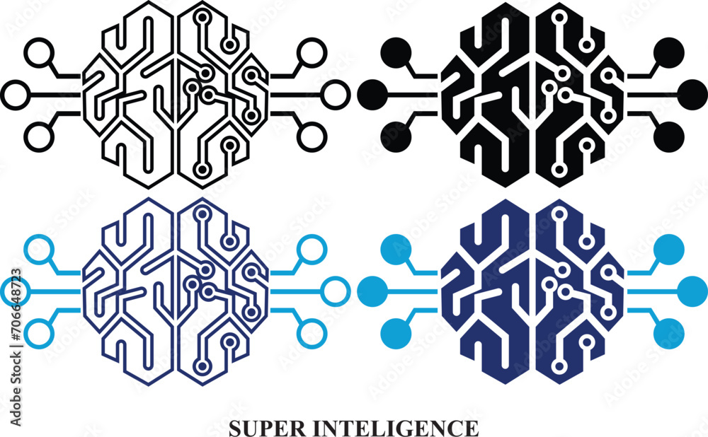 Super Intelligent Artificial intelligence black & white and colorful ...