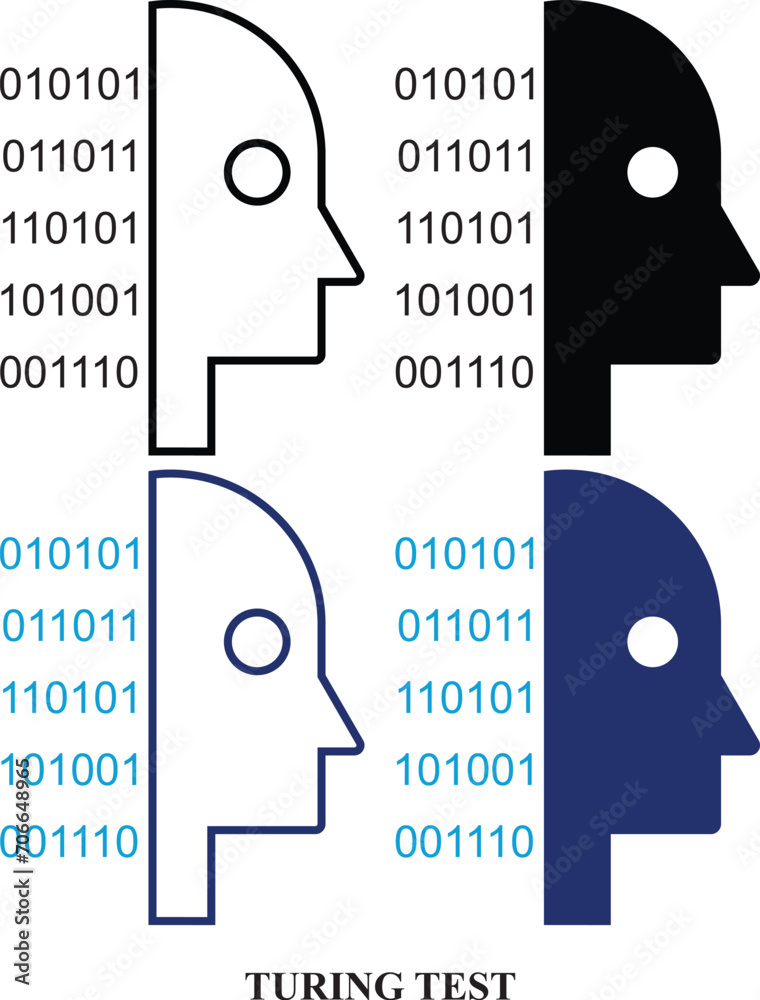 Turing Test Artificial intelligence black & white and colorful icon set ...