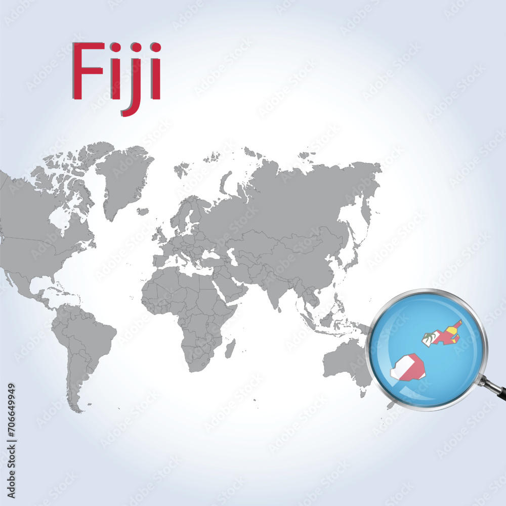 Magnified map Fiji with the flag of Fiji enlargement of maps Vector Art ...