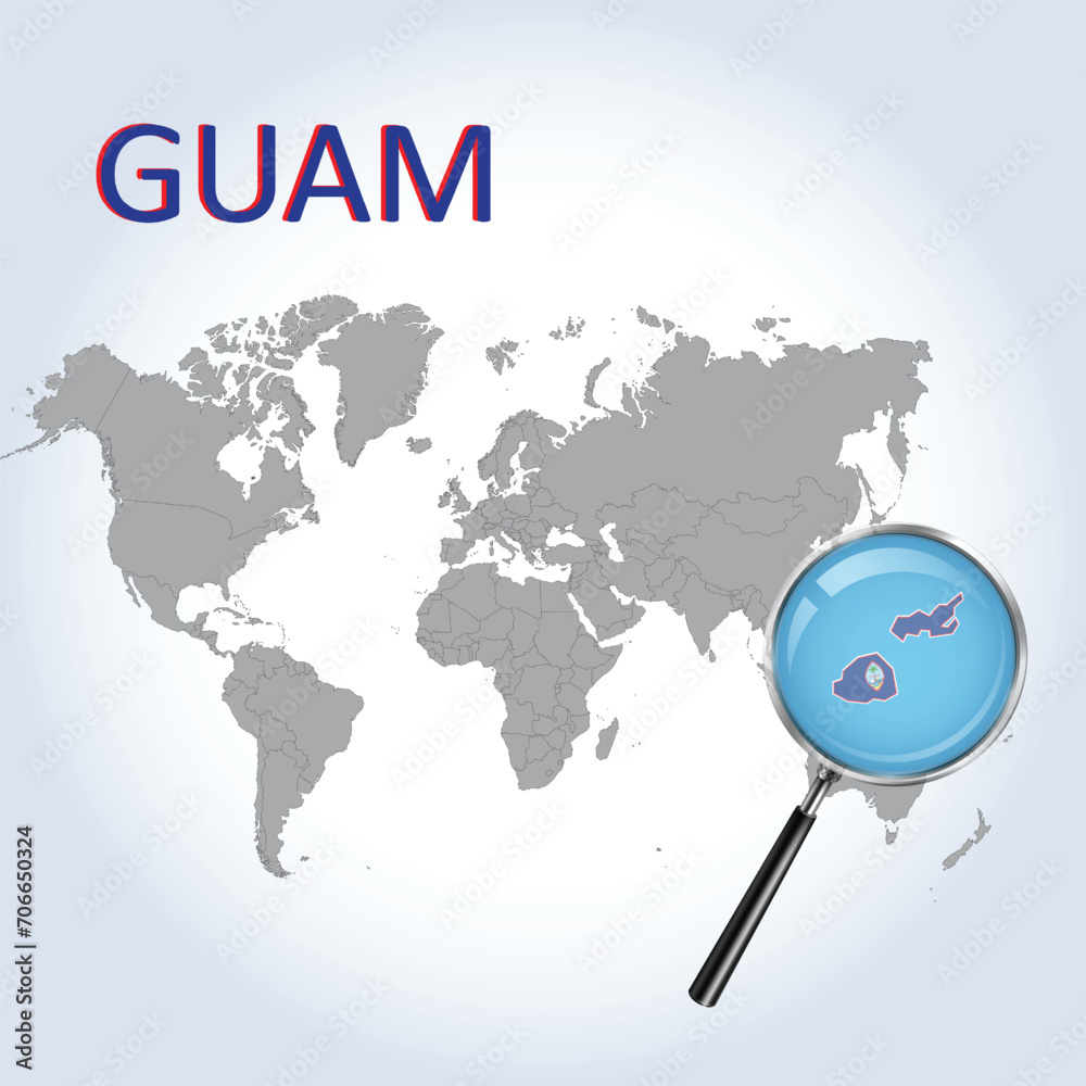 Magnified map GUAM with the flag of GUAM enlargement of maps, Vector ...