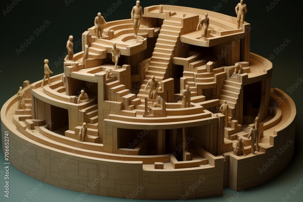 Disoriented Man stuck in the middle of maze. Confused male blocked in ...