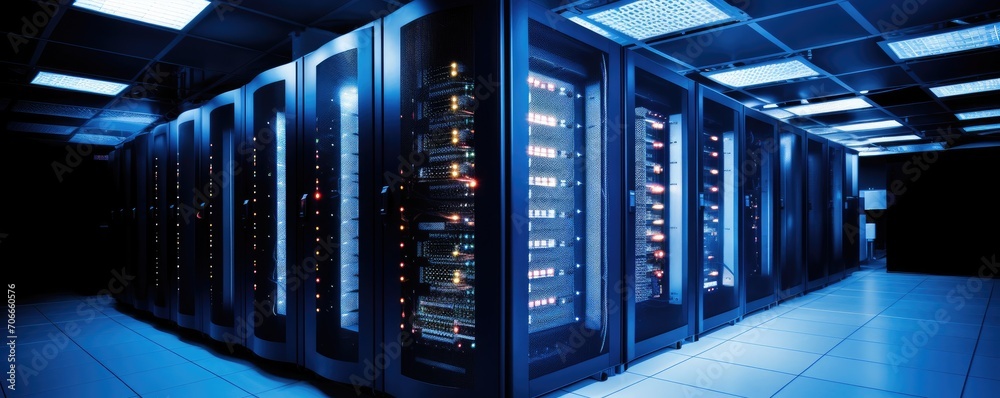 Foto de Server racks in server room data center. Server room interior ...