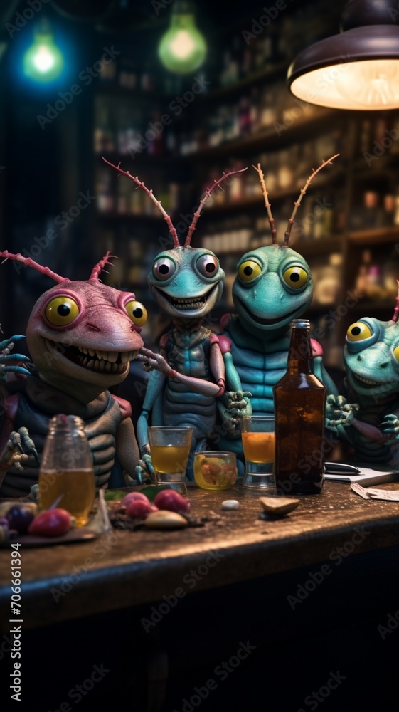 Cartoon bugs terry group joyfully illustration image Ai generated art ...