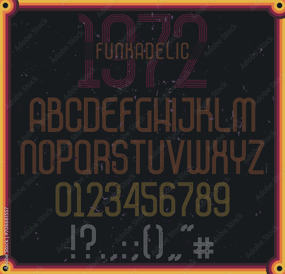 Funkadelic Seventies, 1972 Font, Vintage Musical Style Typeface Stock ...