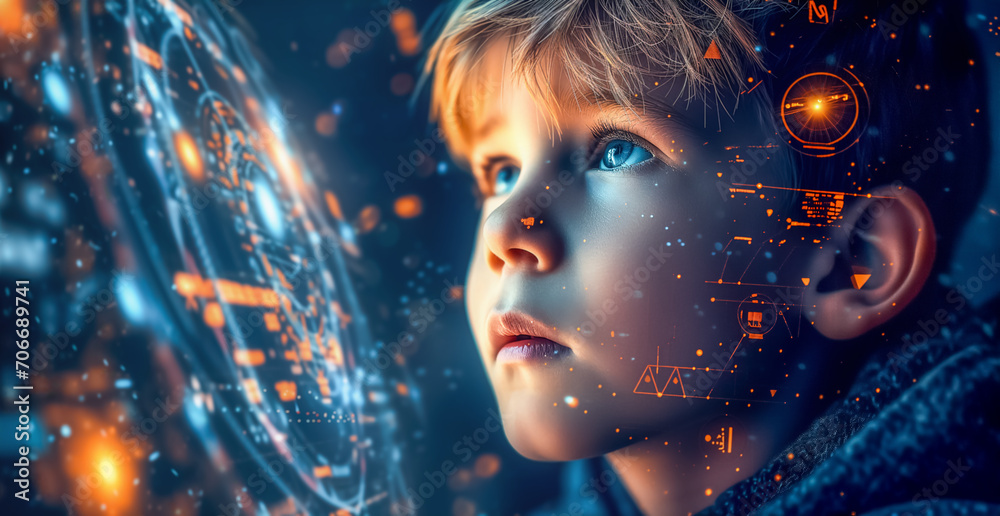 Science technology concept. Education new technology. EdTech. Child ...