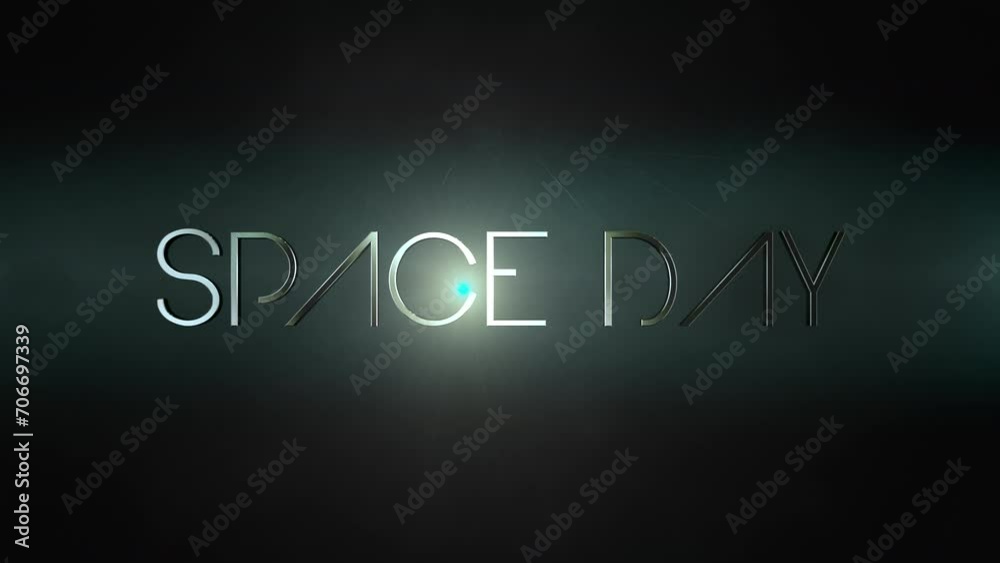 Vidéo Stock Space Day text in a futuristic font, arranged in a circular ...