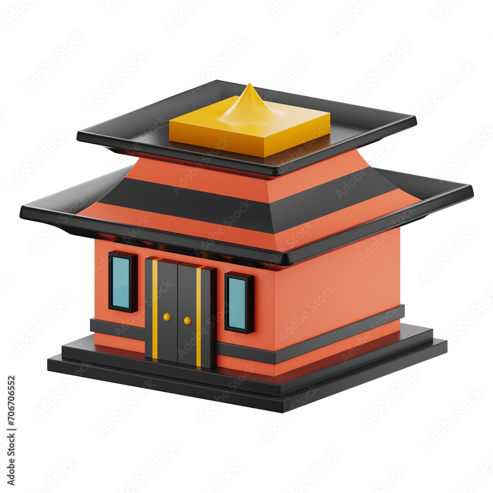 Premium Chinese new year temple icon 3d rendering on isolated ...