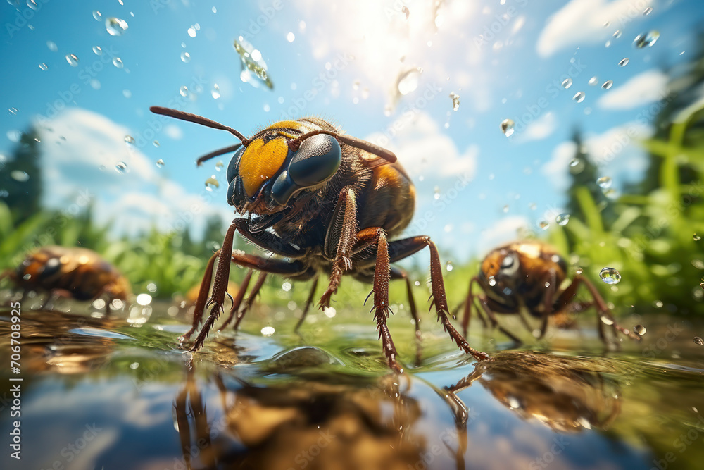 A group of beetles participating in a synchronized swimming routine in ...