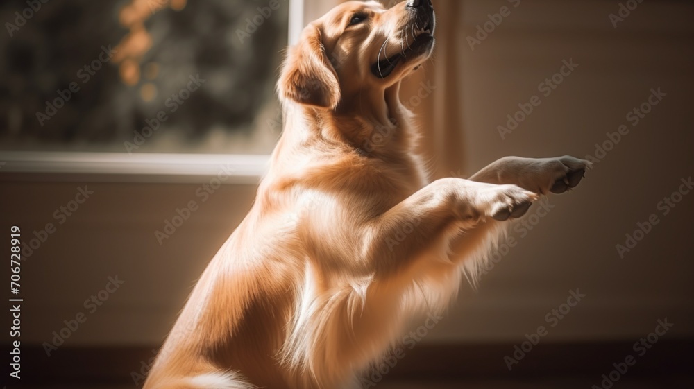 Golden retriever portrait dog sitting hind legs picture AI Generated ...