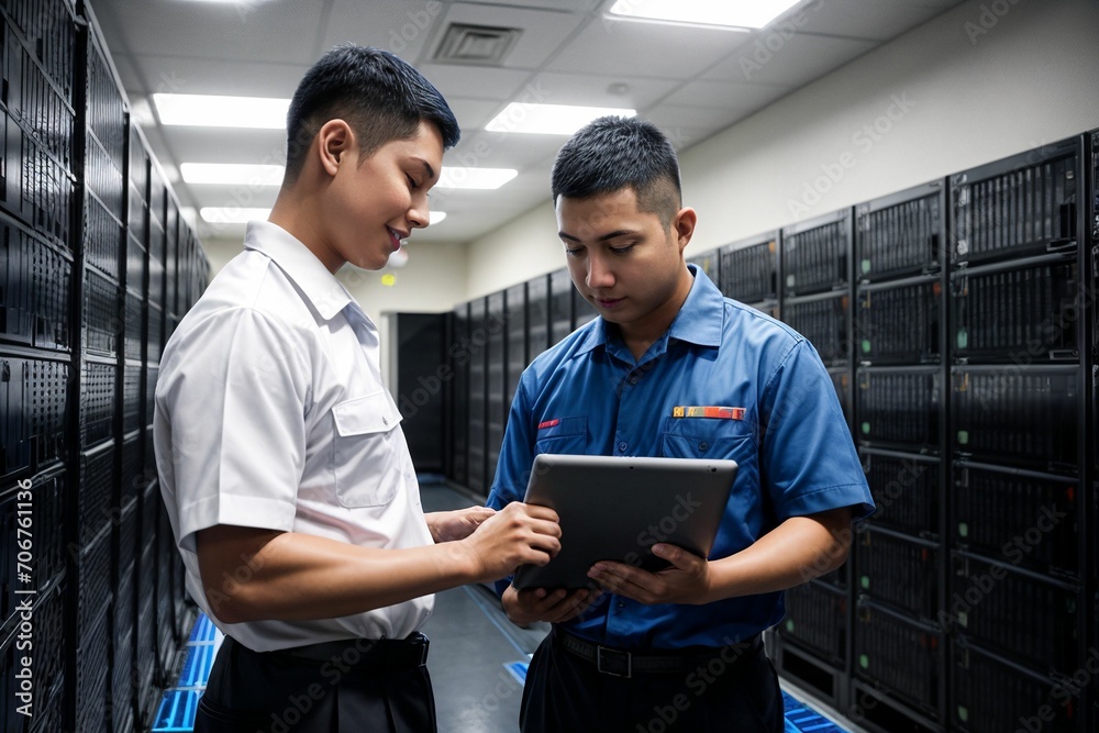 IT professionals in training and collaborating teaching in a large ...