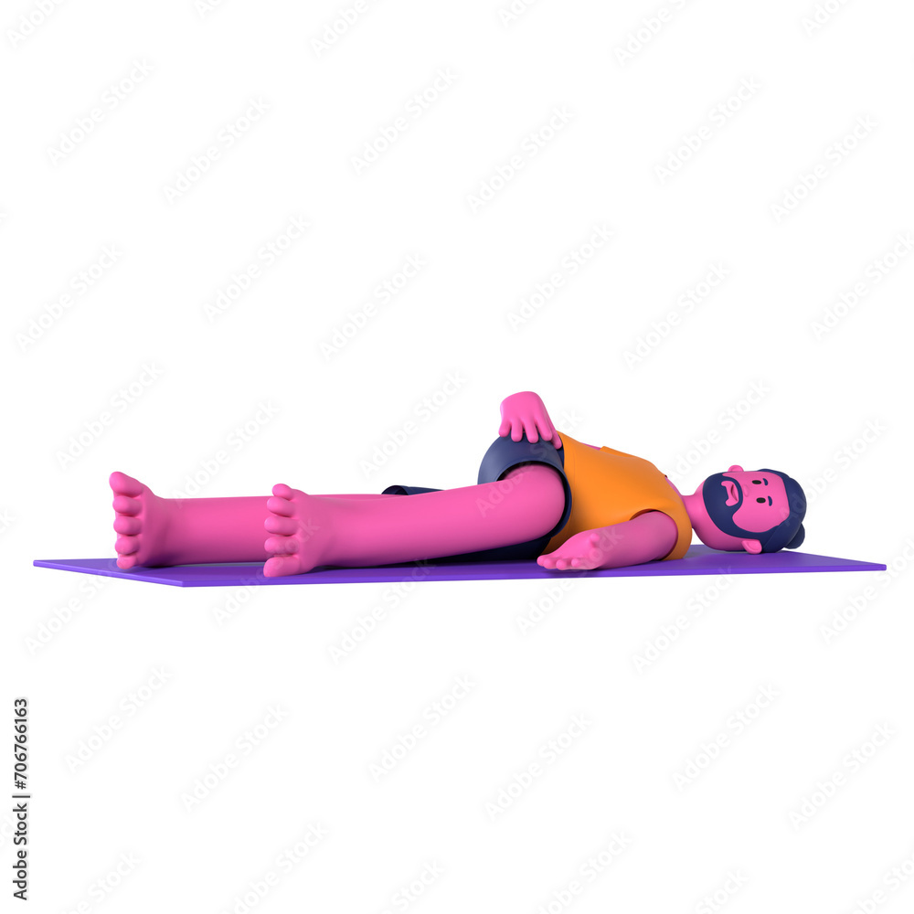 Supine Spinal Twist Supta Matsyendrasana Yoga Male Pose Exercise Stock ...