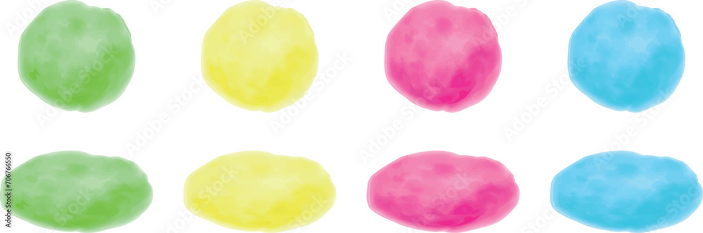 Hand-drawn watercolor circles and ellipse frames. Vector illustration ...