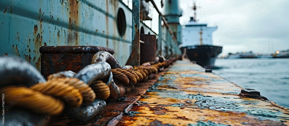 Safe cargo lashing onboard of ship deck with cargo lashing steel ...