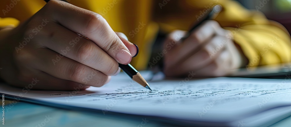 Thinking on test tasks Student putting answers on the tests answer ...