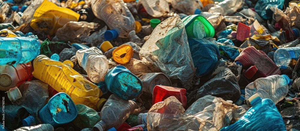 Foto de Pile of sorted plastic waste prepared for recycling Waste ...