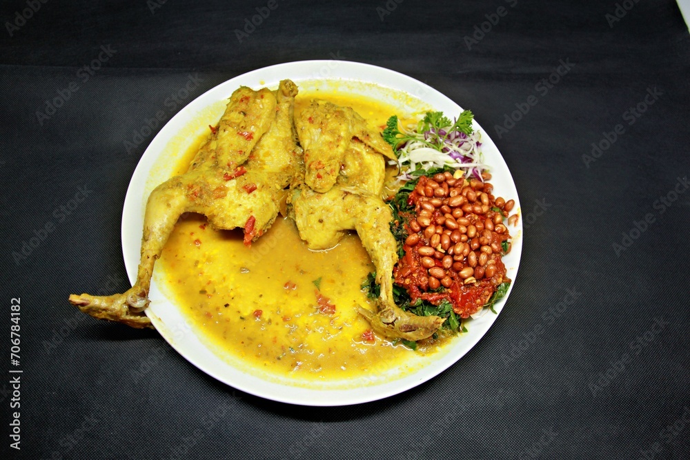 Balinese Indonesian food, Ayam Betutu. Whole chicken filled with ...