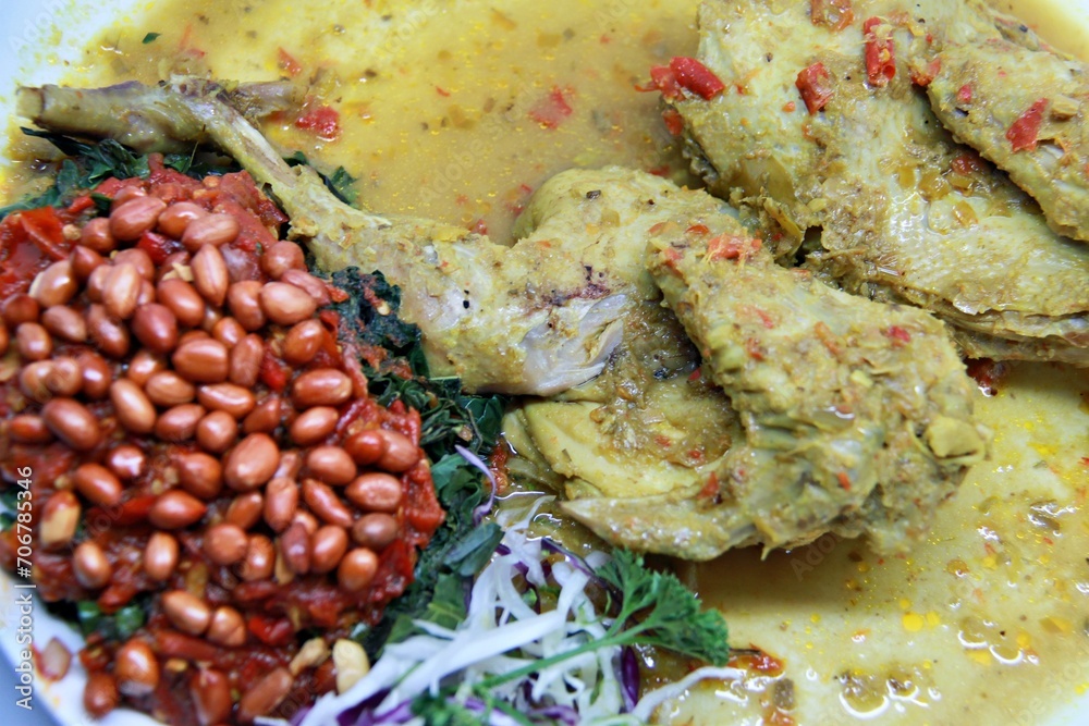 Balinese Indonesian food, Ayam Betutu. Whole chicken filled with ...