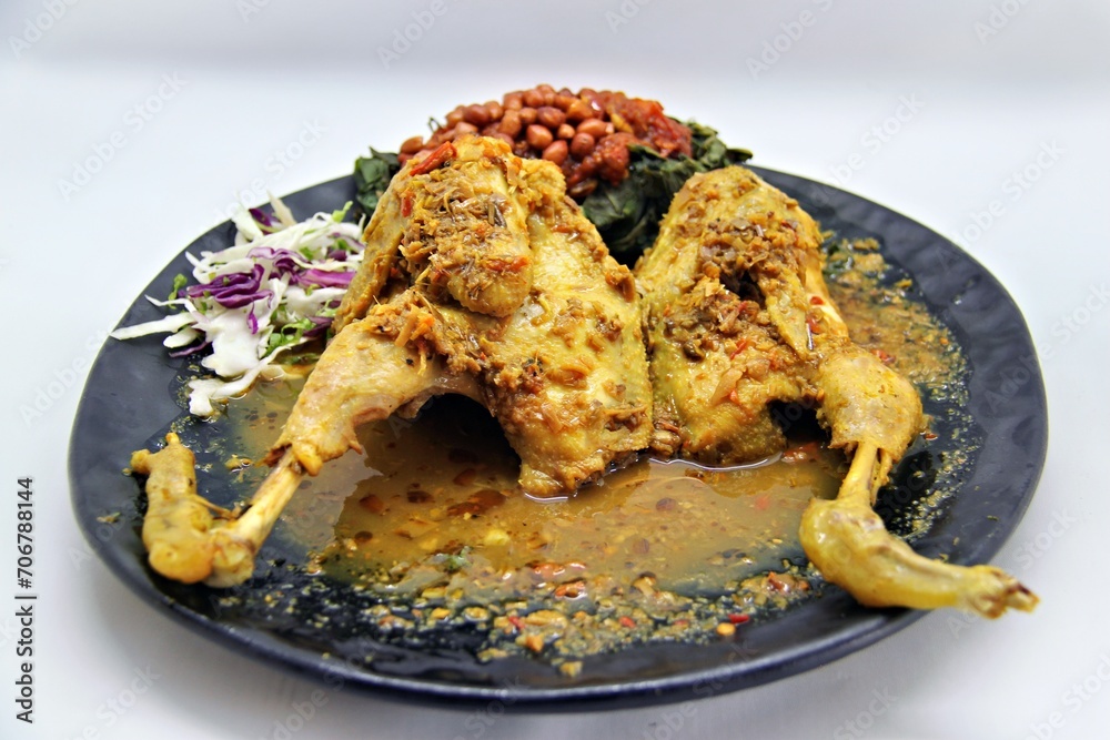 Balinese Indonesian food, Ayam Betutu. Whole chicken filled with ...