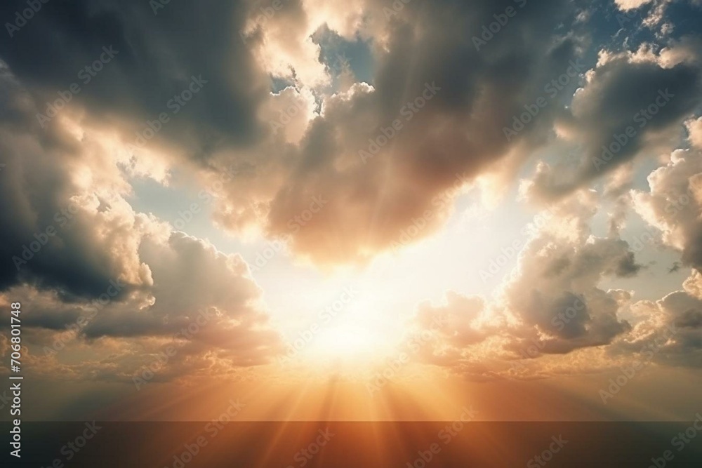 majestic gray sky with sun over horizon. high resolution, no birds, no ...