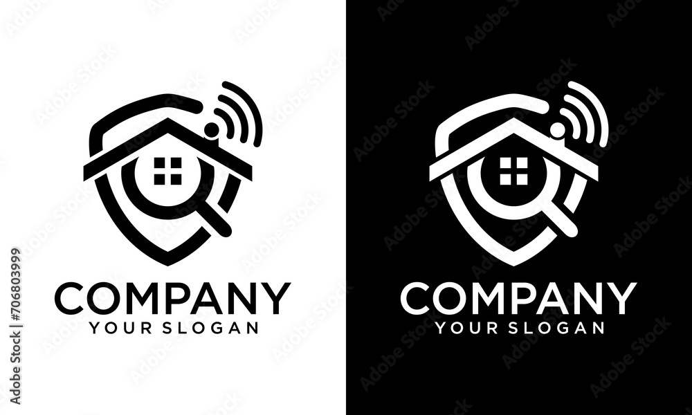 Home Protect logo design template. Vector shield and house logotype ...