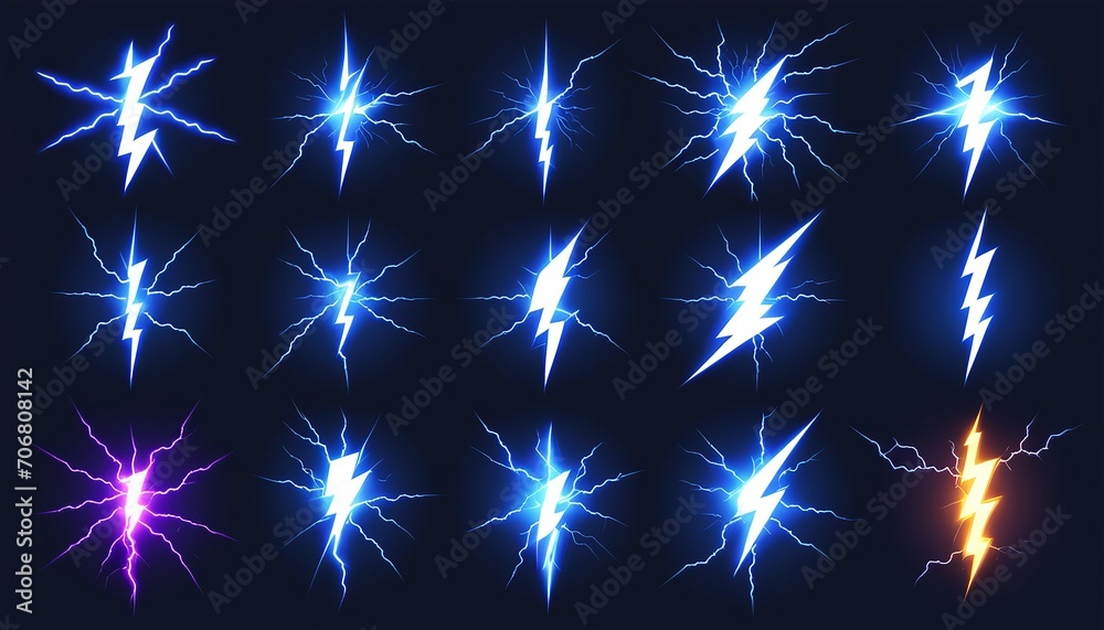 Cartoon Lightning Animation: Electric Strike Vector Illustration Stock ...