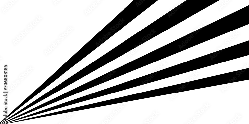 Black on white abstract perspective wave and stright line stripes with ...