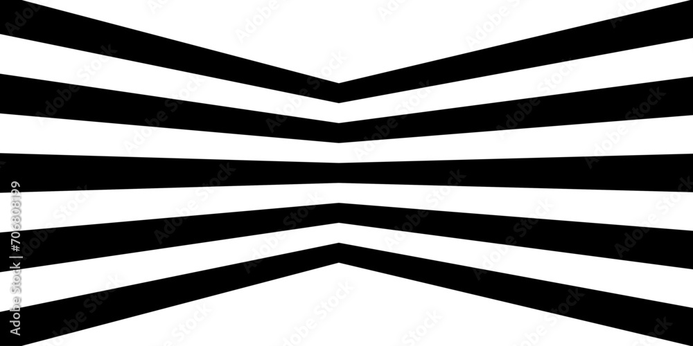 Black on white abstract perspective wave and stright line stripes with ...