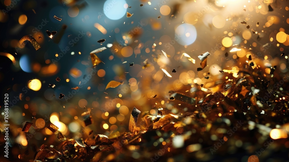 Image of Gold confetti falling over black background. confetti and ...