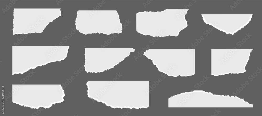 Torn paper scrap with ragged edges set. Ripped template. Piece of ...