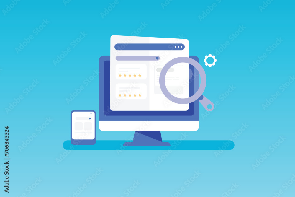 Web browser search engine page with contextual content and review on ...