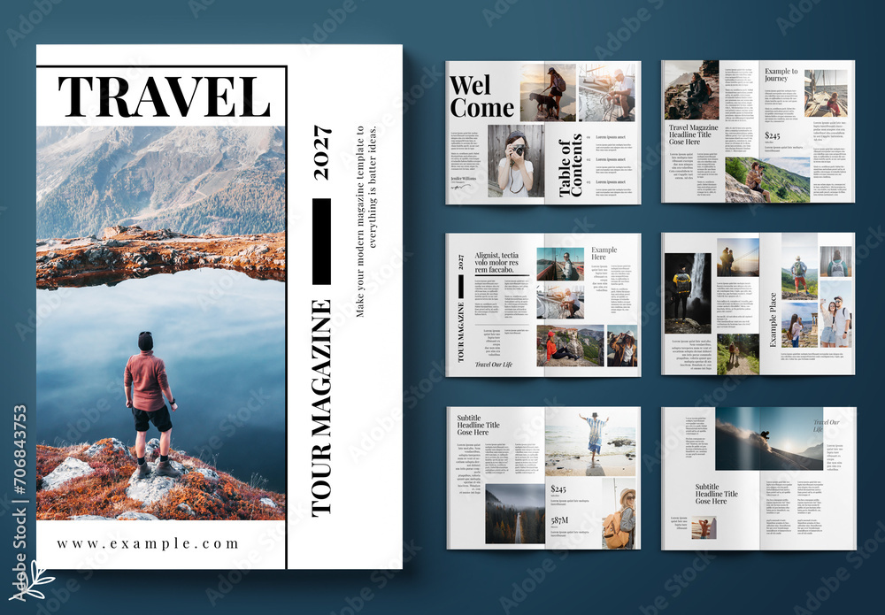 Travel Magazine Layout Stock Template | Adobe Stock