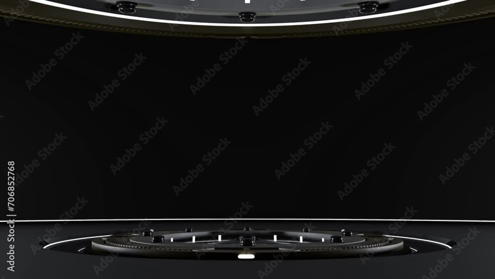 Technology Background. Power podium empty stage in dark room. Sci-fi ...