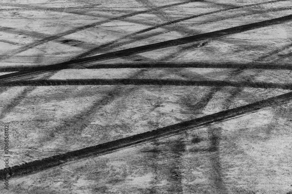 Tire track mark on asphalt tarmac road race track texture and ...
