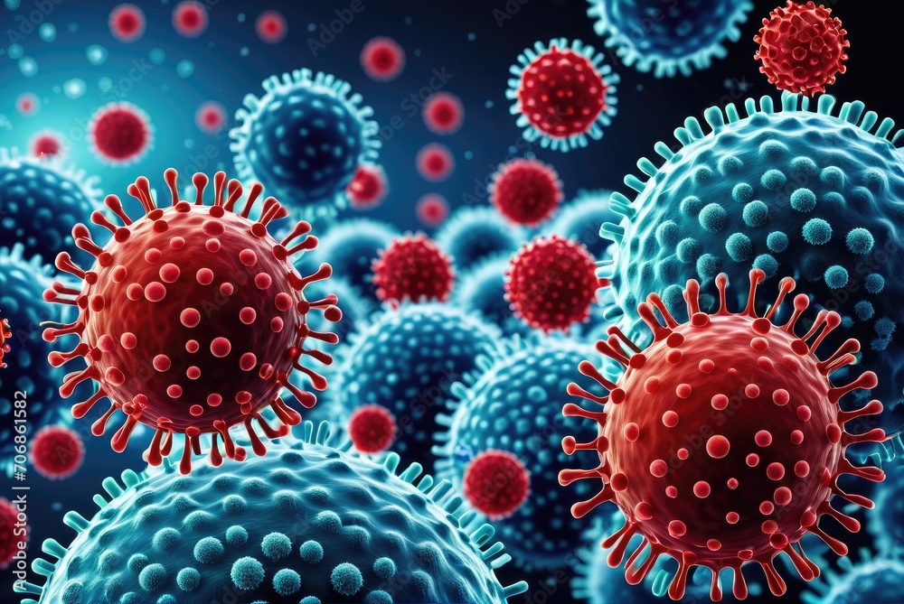 Infectious Flu Virus Background Depiction of Disease Cells and Red ...