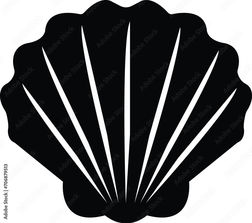 Shell vector icon logo element. Scallop shellfish pearl logo icon sea ...