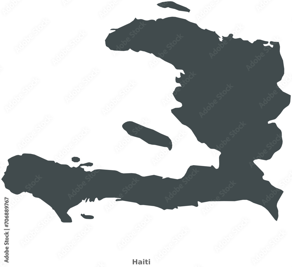 Map of Haiti, the Caribbean. This elegant black vector map is ideal for ...