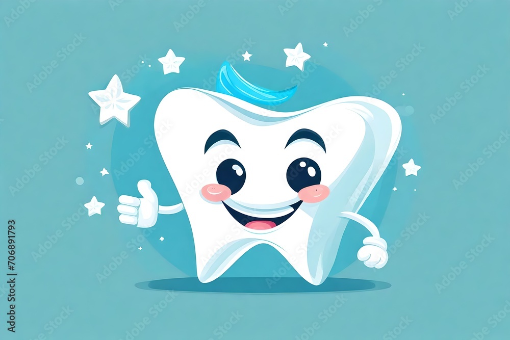 Happy White Healthy Tooth Smiling fairy Vector Illustration. Cartoon ...