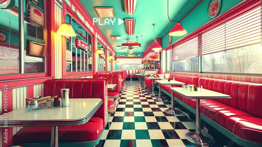 vintage diner for valentine celebration, loop video background ...