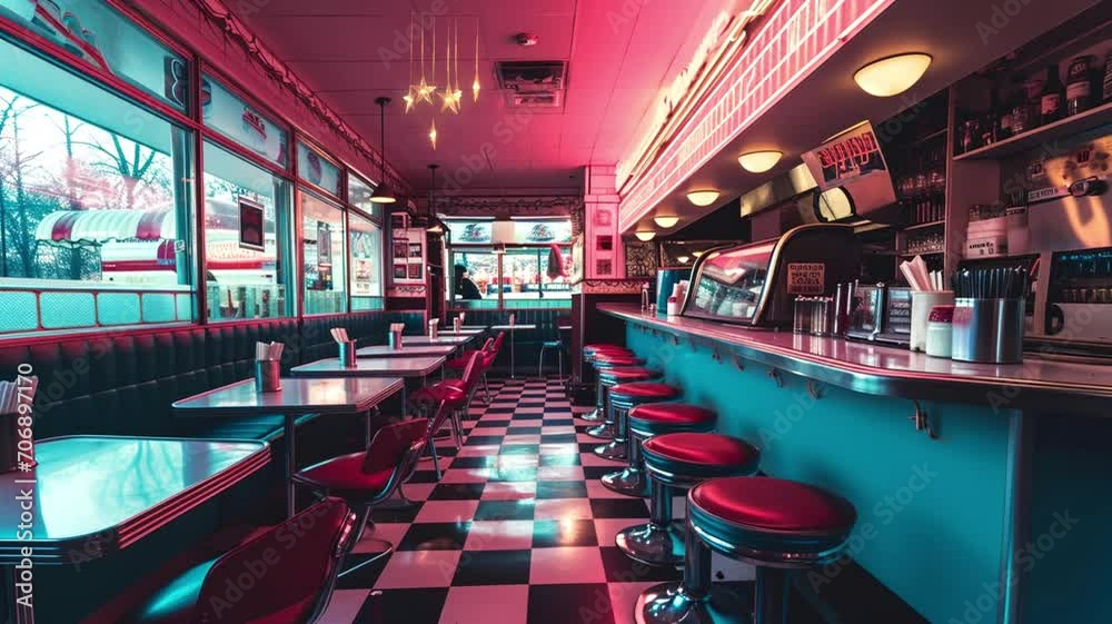 Vidéo Stock vintage diner for valentine celebration, loop video ...