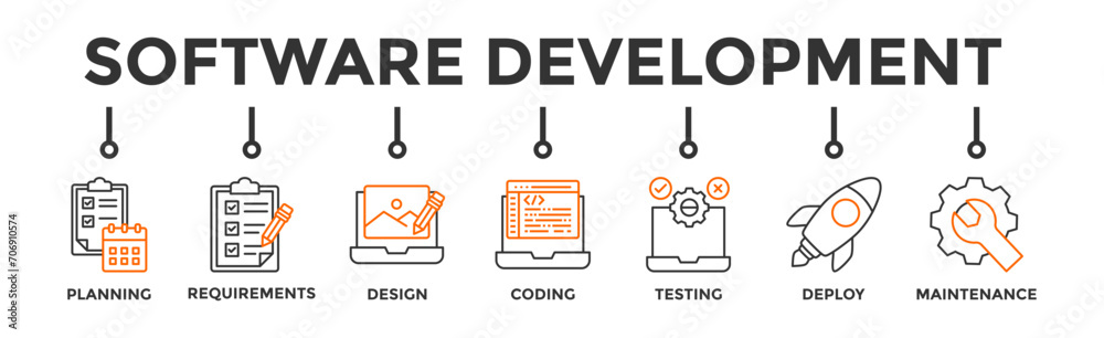 Software development life cycle banner web icon vector illustration ...