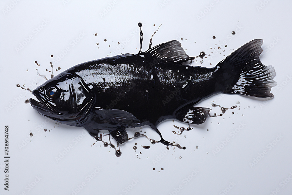 Fish crude oil contamination. Environmental impact concept. AI ...