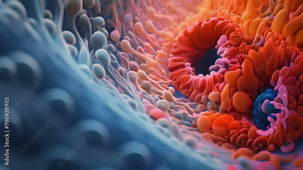 Vidéo Stock Microscopic view of the gastrointestinal tract in a ...