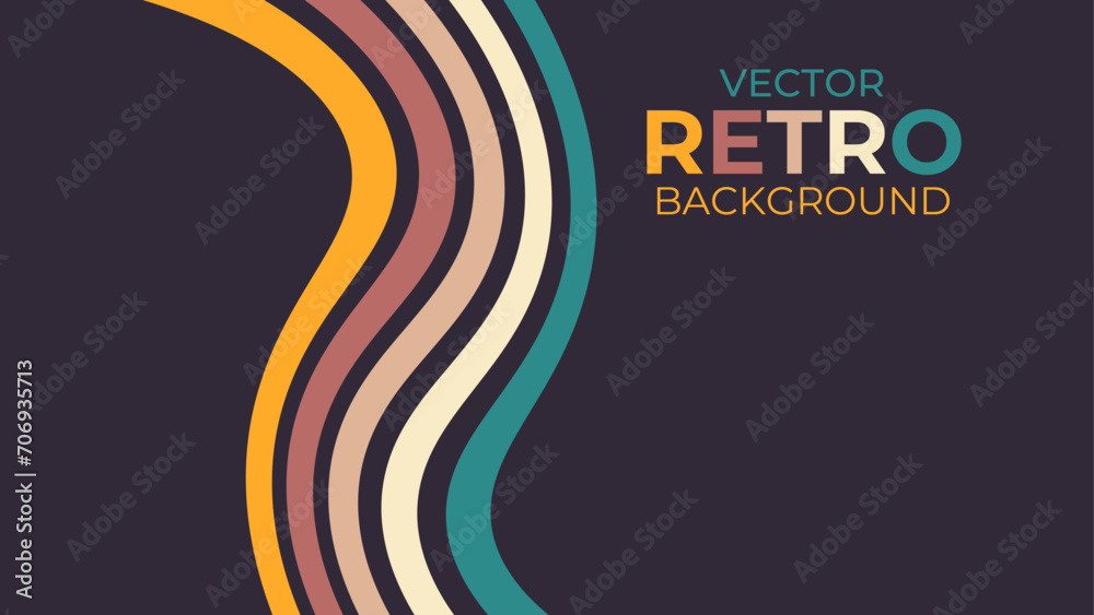 Abstract 1970's background design in futuristic retro style with ...
