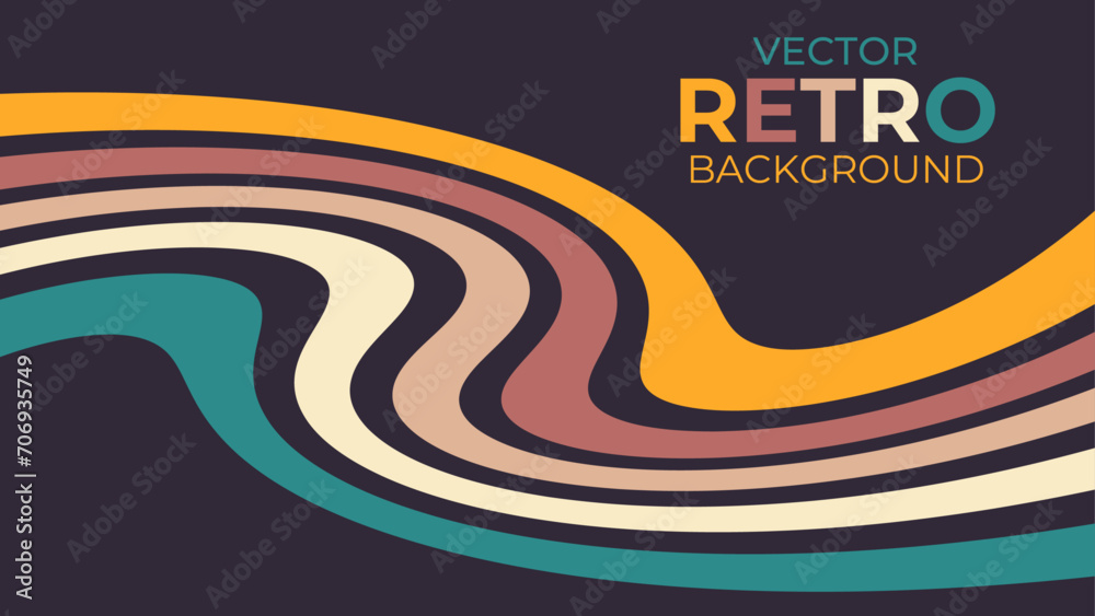 Abstract 1970's background design in futuristic retro style with ...