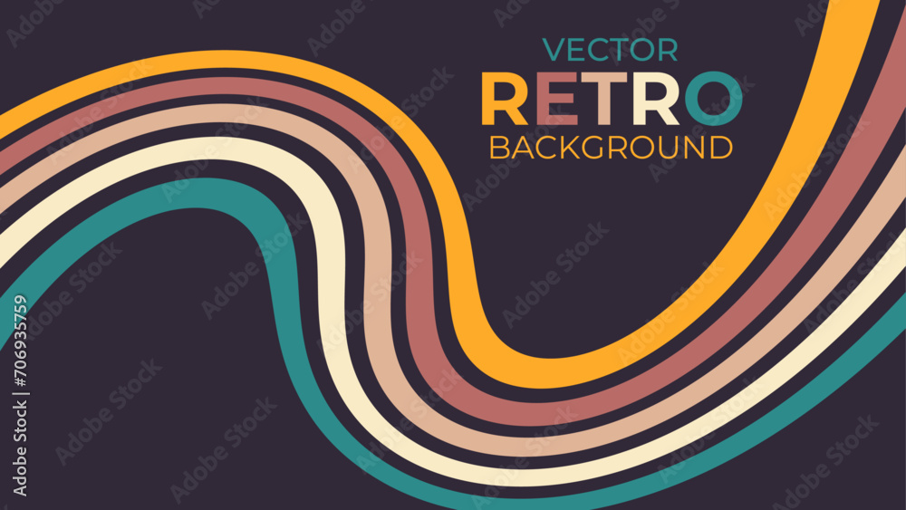 Abstract 1970's background design in futuristic retro style with ...