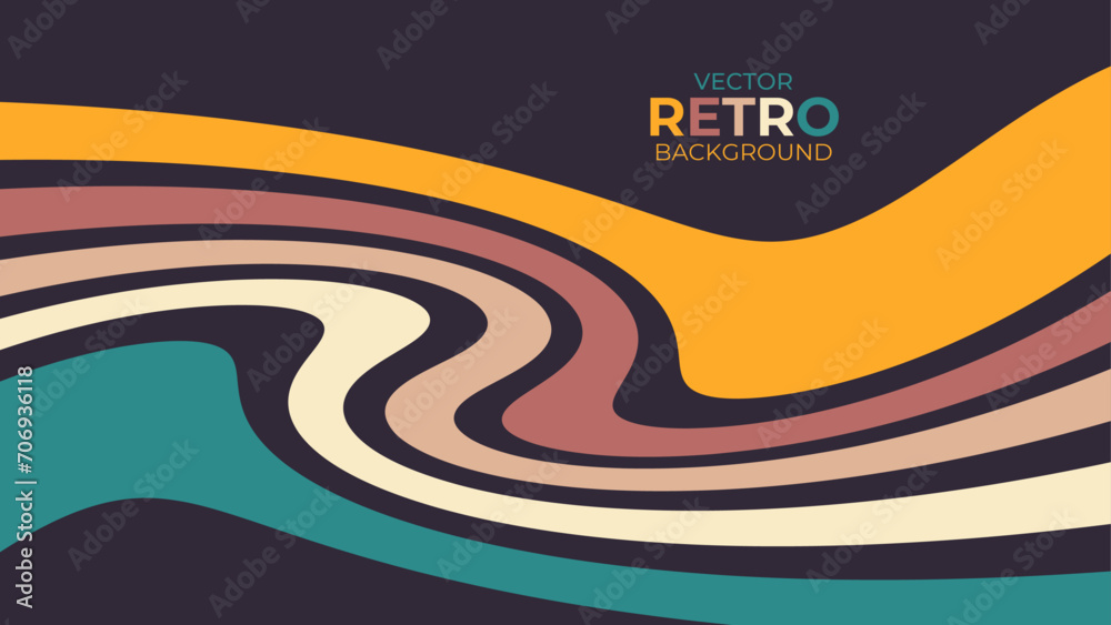 retro vintage 70s style stripes background poster lines. shapes vector ...