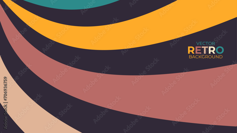 Abstract minimalist retro background with rounded stripe elements ...