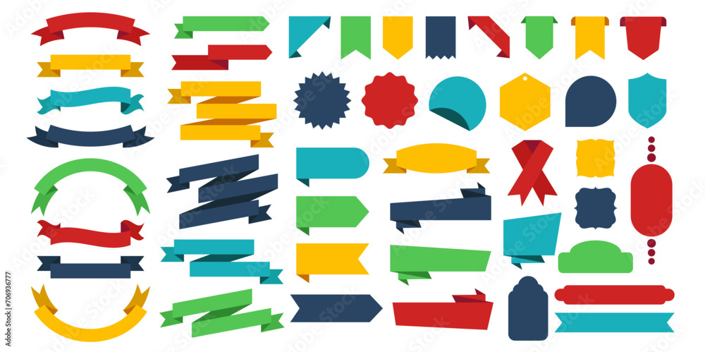 Ribbon set in colorful design. Ribbon elements. Ribbon icon set. Set of ...