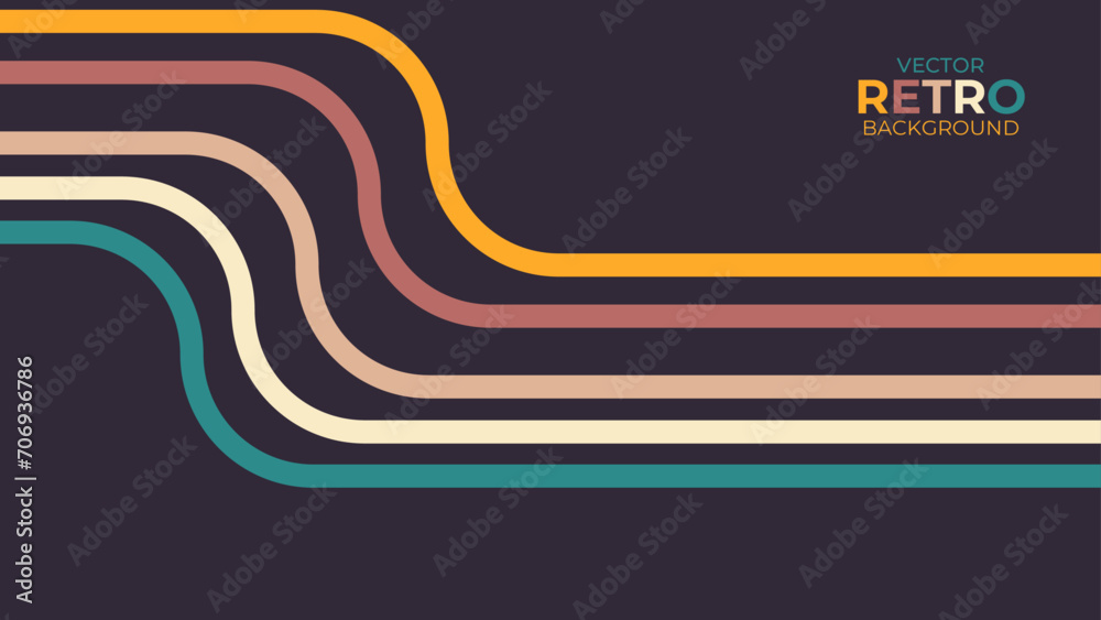 Abstract minimalist retro background with rounded stripe elements ...